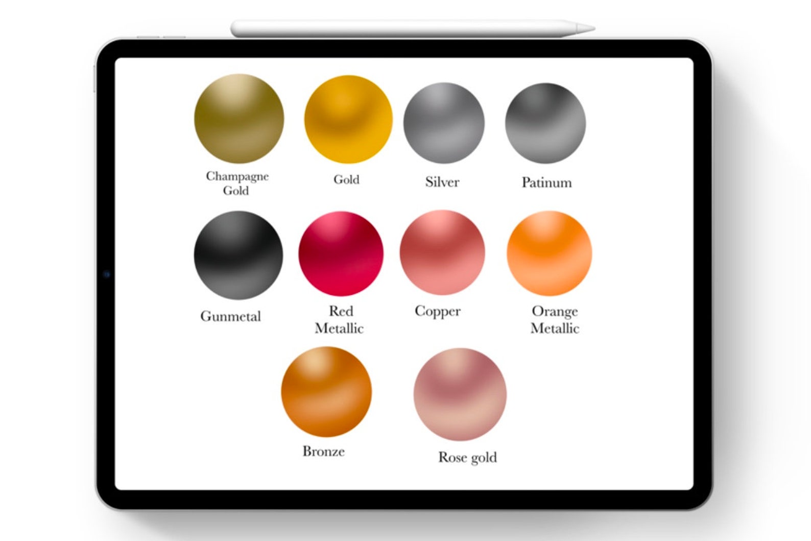 Procreate Color Palette,metallic Gradients,gold, Rose Gold,silver 30 ...
