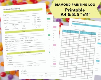 Diamond Painting Journal, Printable Digital Diamond Painting Log Book ...