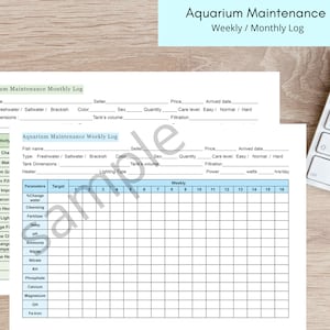 Aquarium Maintenance Log,weekly,monthly,daily Feeding,aquarium Plants ...