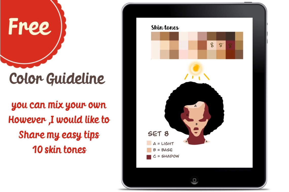 Skin Tones Palette,skin Blending,skin Shades Digital Color Palette ...