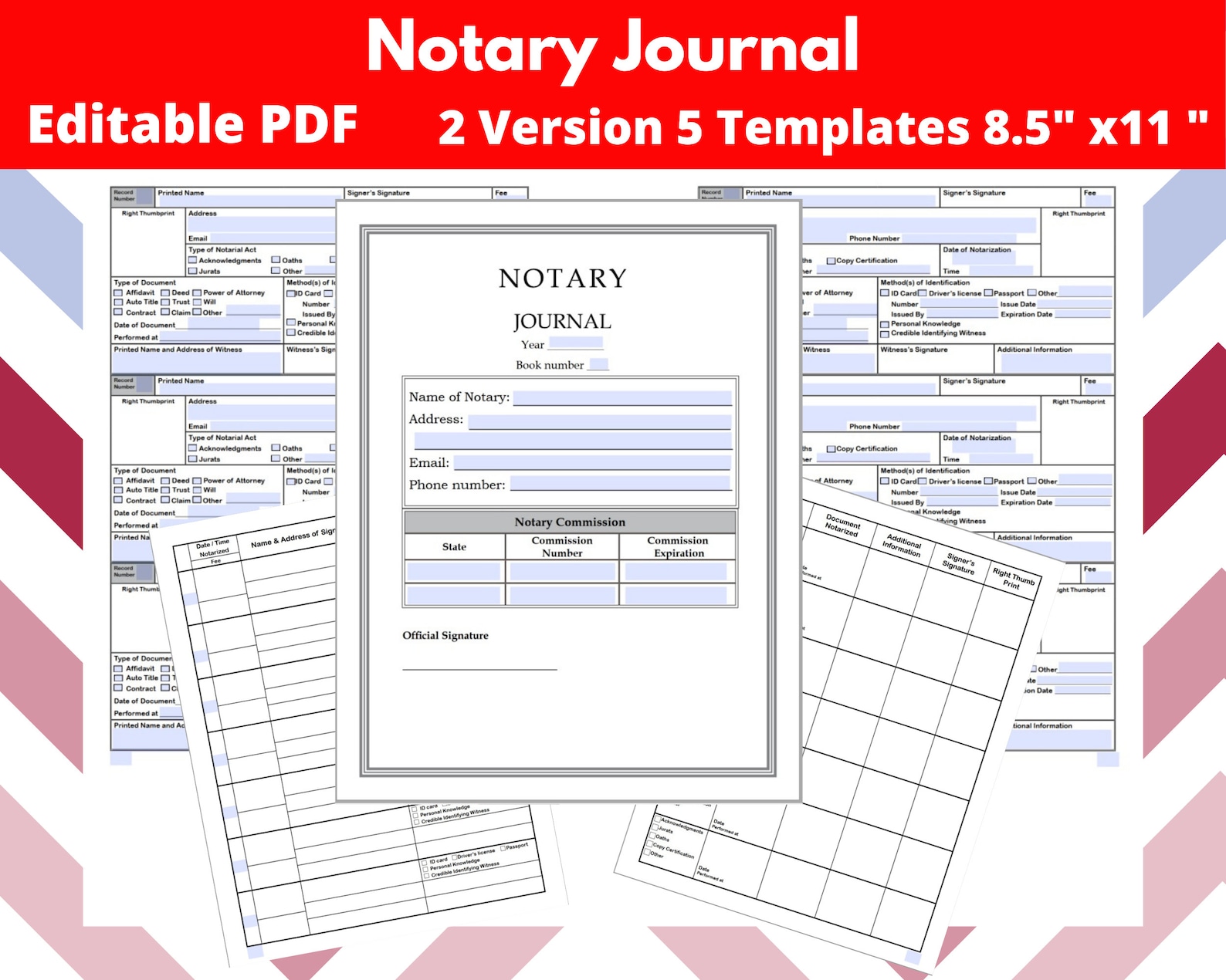 Notary Journal Printable/notary Logbook/editable Form/notary ...