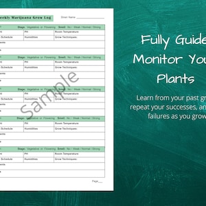 Cannabis Grow Log, Marijuana Review Journal (printable A4) - Etsy