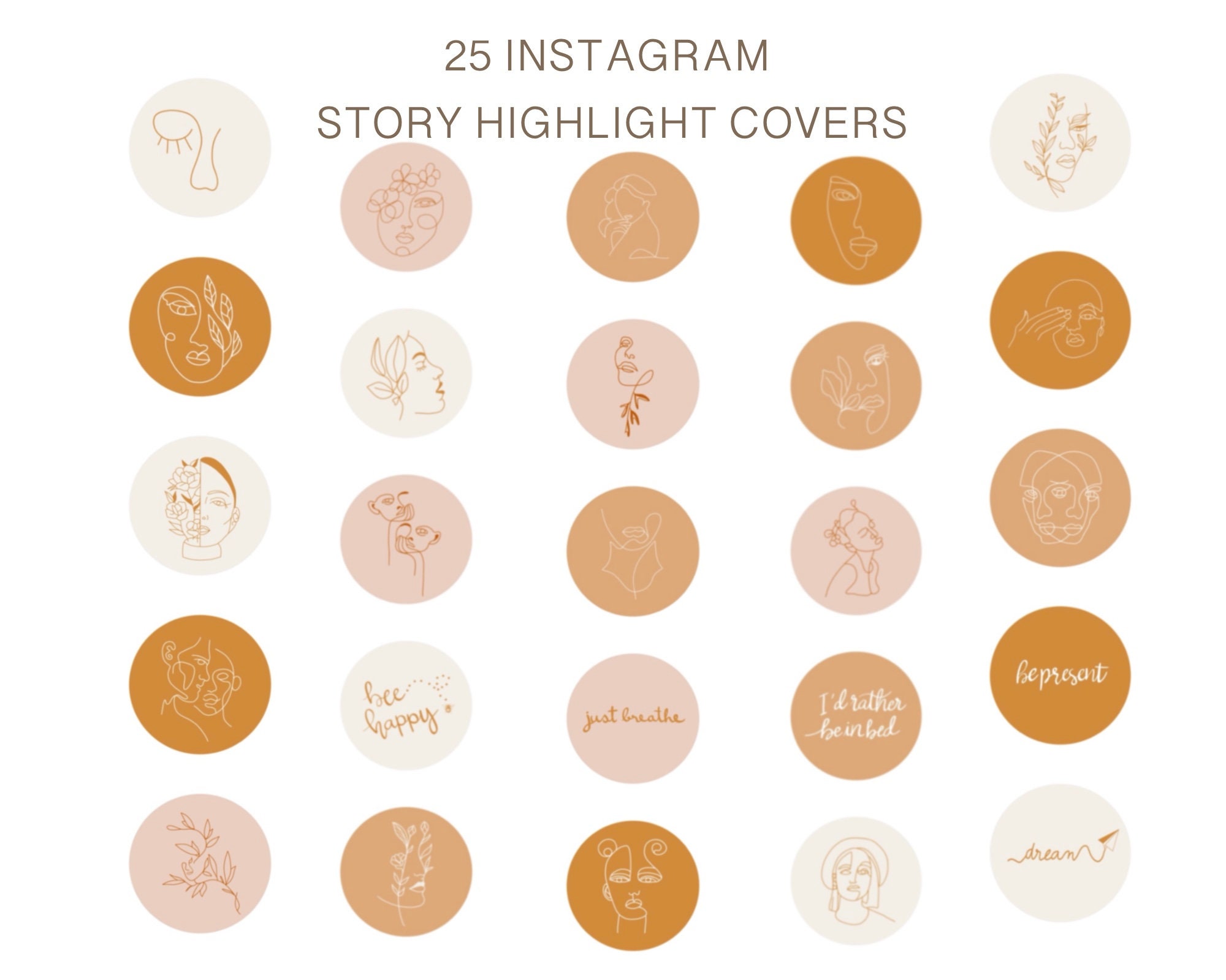 Abstract Boho Instagram Highlight Covers, Line Art Icons (25) - Etsy