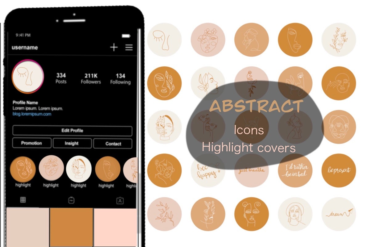 Abstract Boho Instagram Highlight Covers, Line Art Icons (25) - Etsy