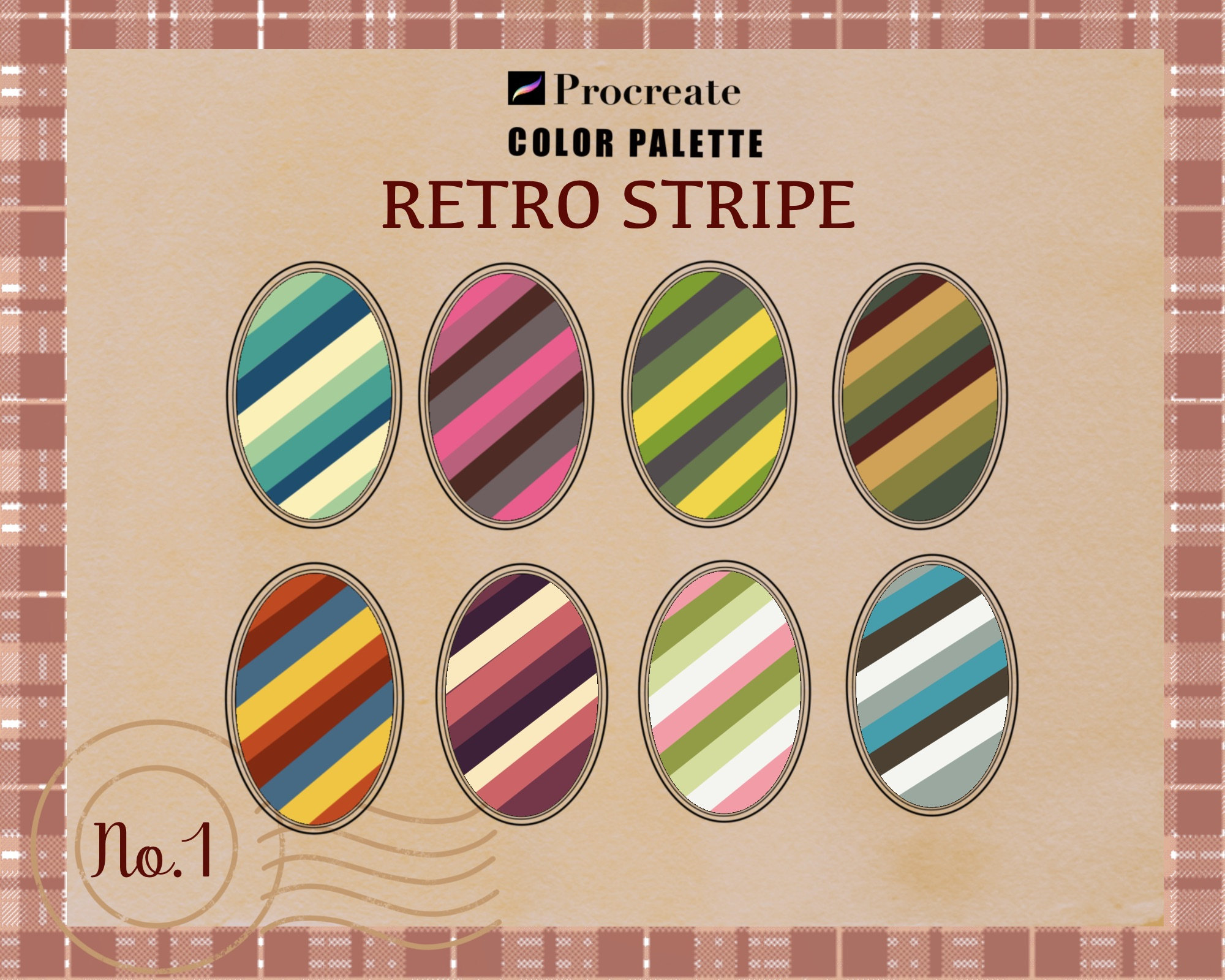 Retro color,Procreate color palette,Retro stripe pattern,30 Procreate ...
