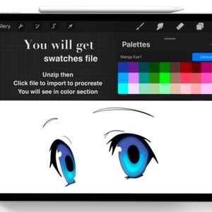 Procreate Brush 25 Manga Eye Stamp and 30 Eye Color Palette,hand Drawn ...