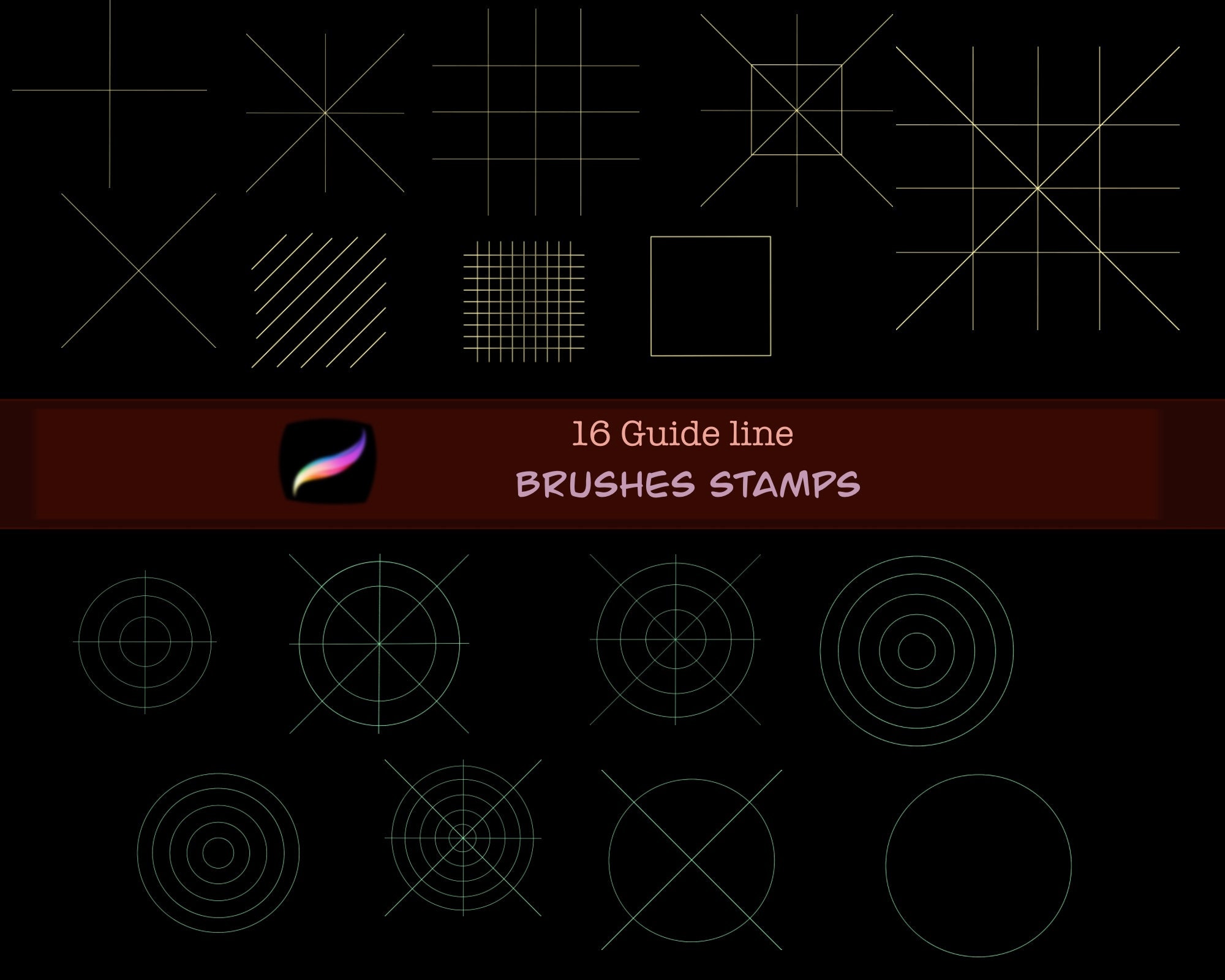 Procreate Stamps Set 100 Brushes Shapes,geometric Shapes,elements Stamp ...