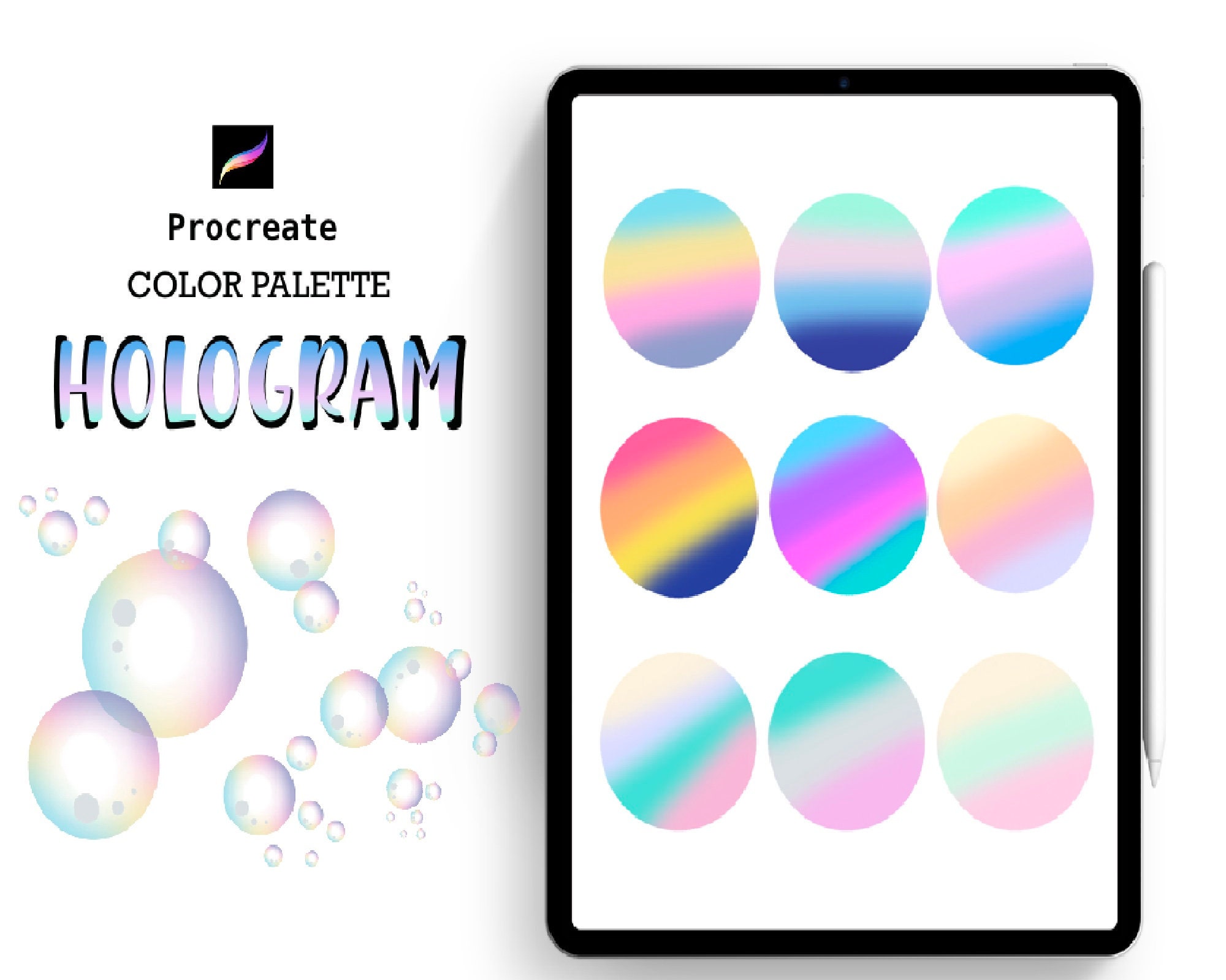 Procreate Color Palette,hologram Gradients,holographic 30 Procreate ...