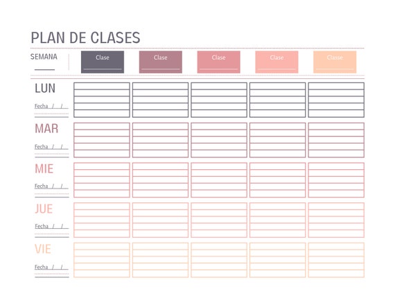 Teacher Lesson Plan spanish Plan De Clases - Etsy