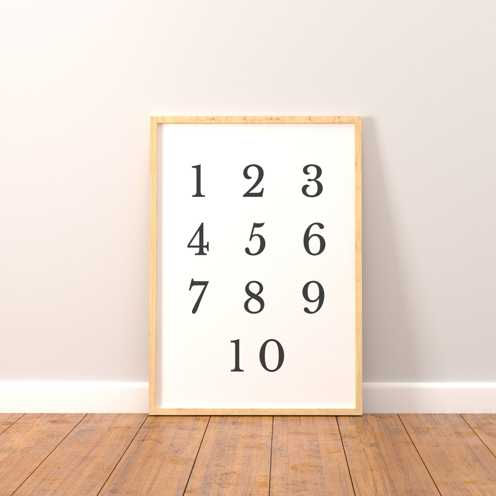 Números minimalistas cartel imprimible pared arte negro & | Etsy