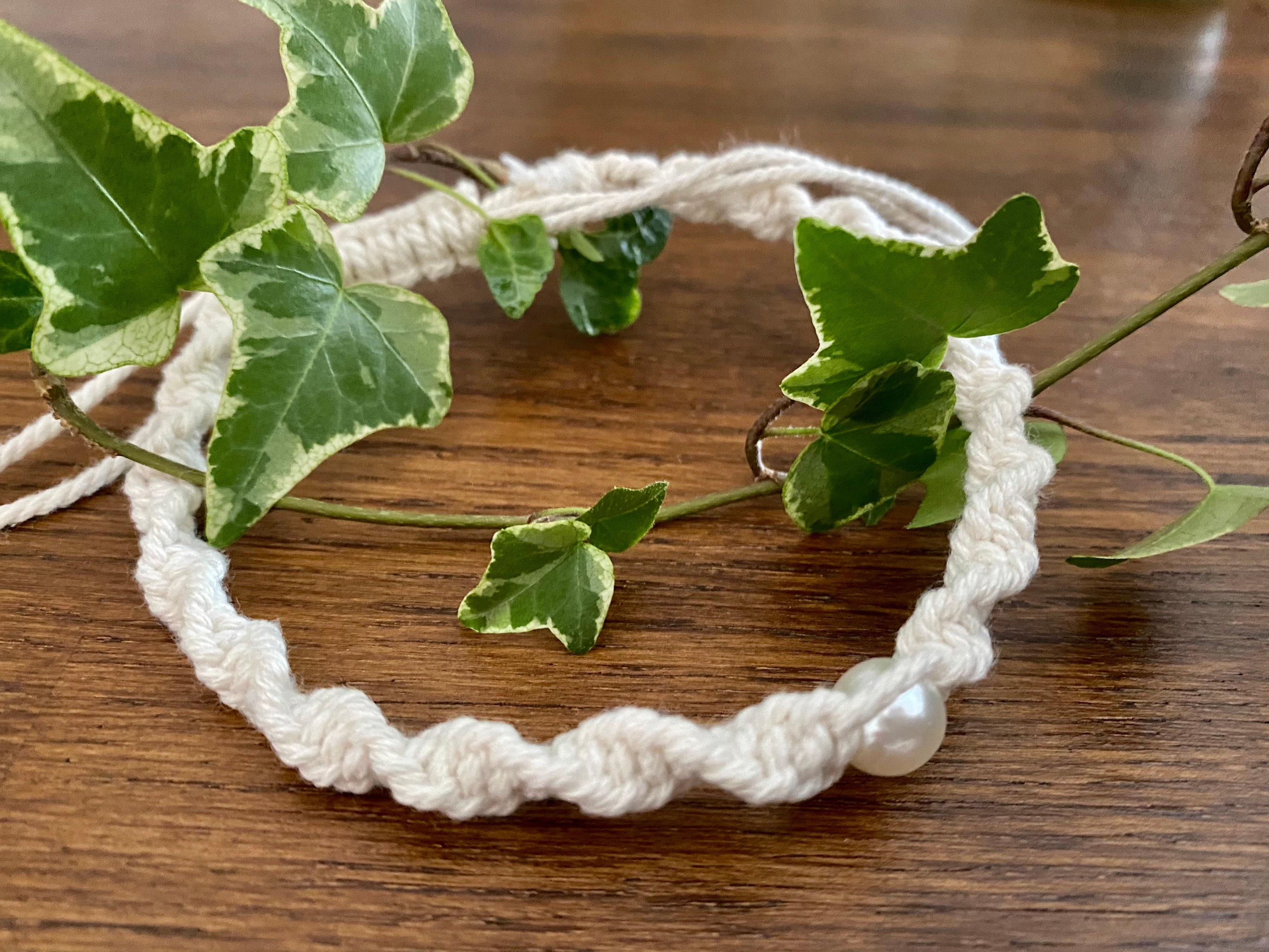 Fußband/Armband Makramee mit Perle in der Mitte | Etsy