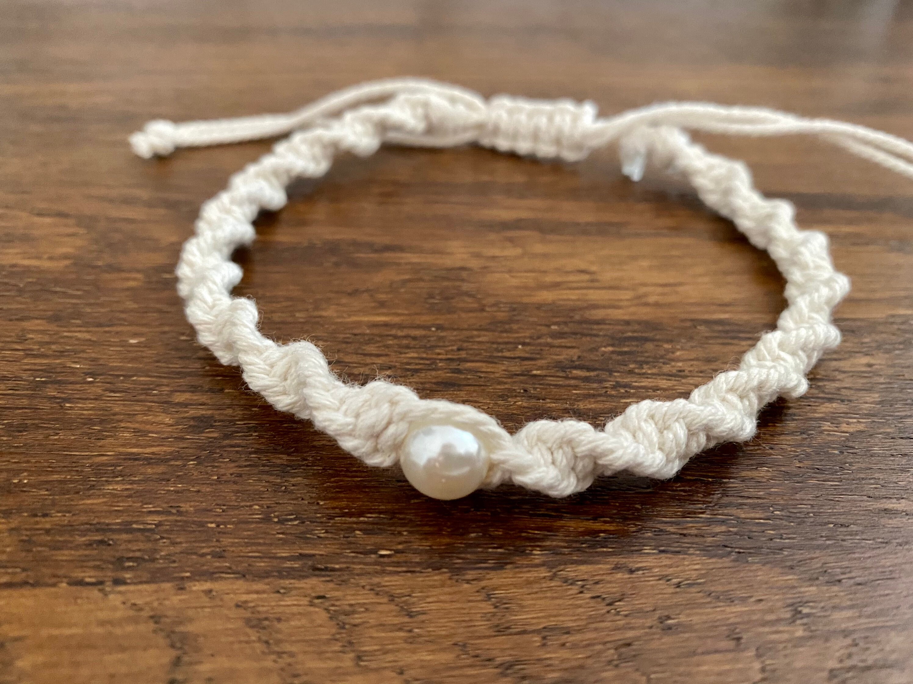 Fußband/Armband Makramee mit Perle in der Mitte | Etsy