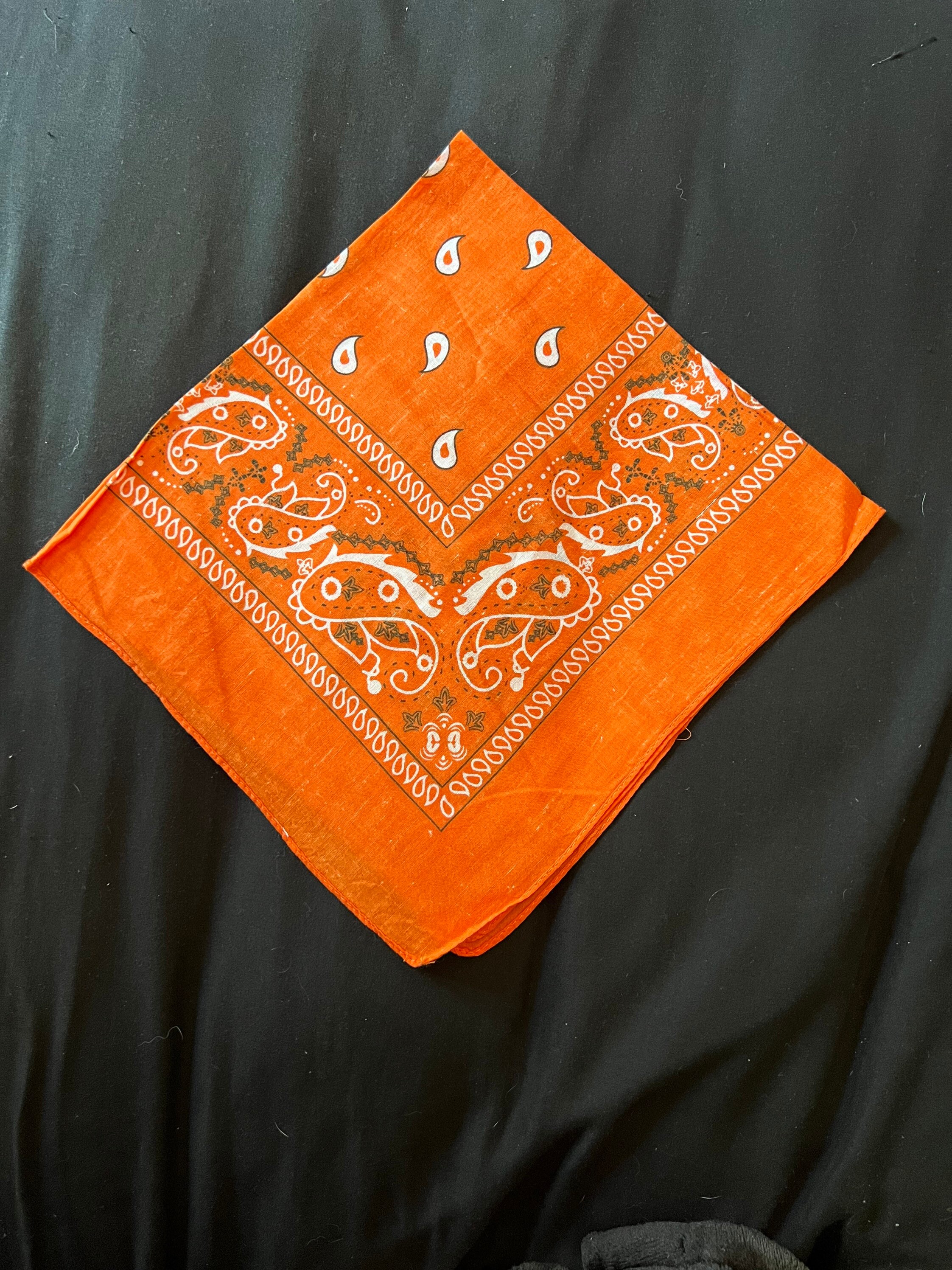 Vintage Orange Paisley Bandanna 100% Cotton Excellent Condition - Etsy