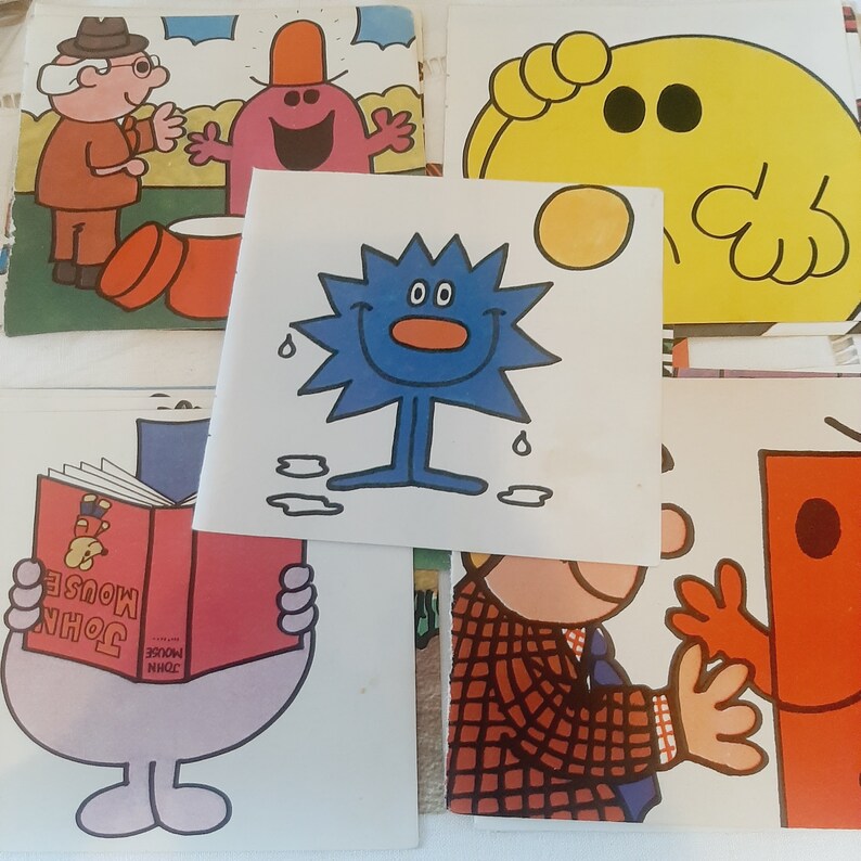 Vintage Book Illustration Bundle... 20 Sheets MR MEN Pictures... Paper ...