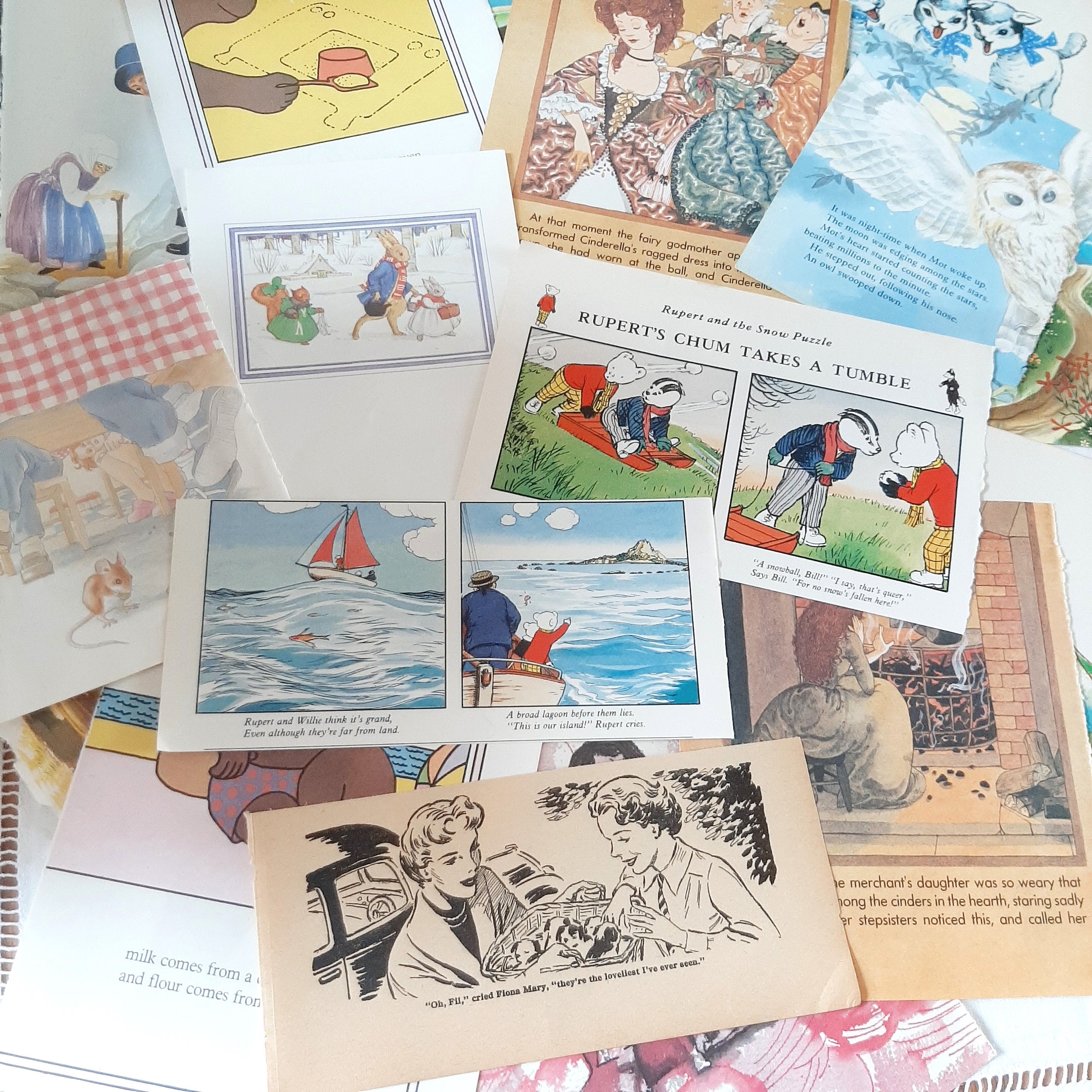 Vintage Kids Paper Bundle... Childrens Book Illustrations... Paper ...