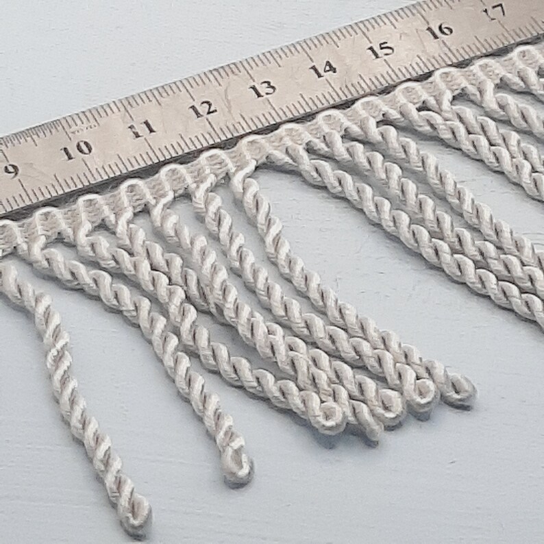 Vintage Silver-grey Upholstery Trim... Silky Tassel... Twisted Rope ...