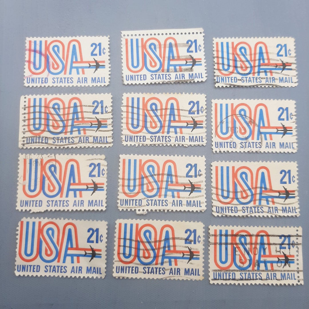 12x 1972 USA Airmail Stamps... 21c Jets... Paper Ephemera... Junk ...