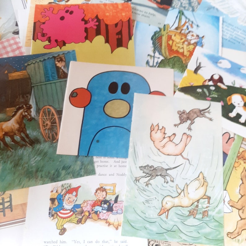 Vintage Kids Paper Bundle... Childrens Book Illustrations... Paper ...