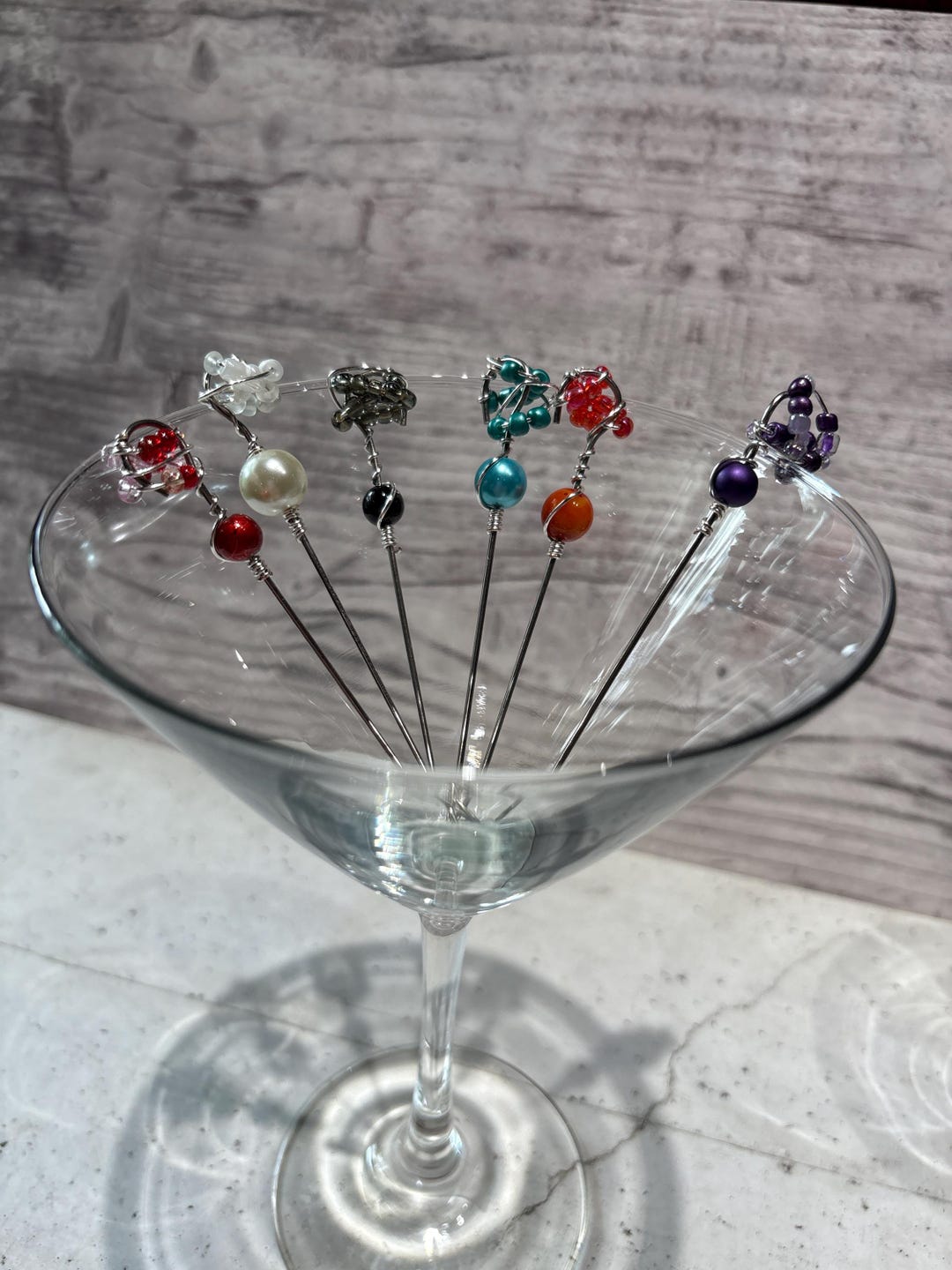 Martini and Appetizer Picks Set of 6 Beaded Cocktail Olives Cherry ...