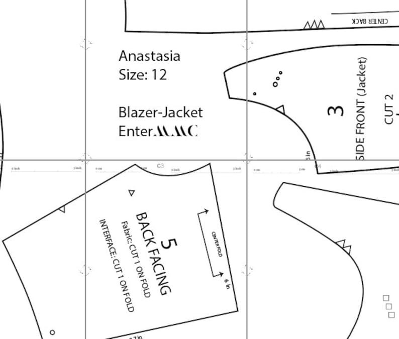 Blazer Jacket Sewing Pattern PDF Digital Download W/detailed ...