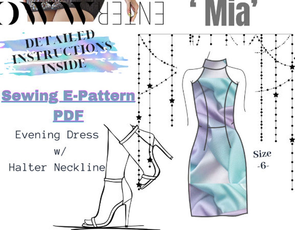 Evening Dress Sewing Pattern PDF Digital Download W/detailed ...