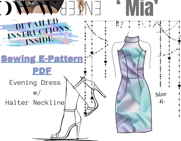 Evening Dress Sewing Pattern PDF Digital Download W/detailed ...