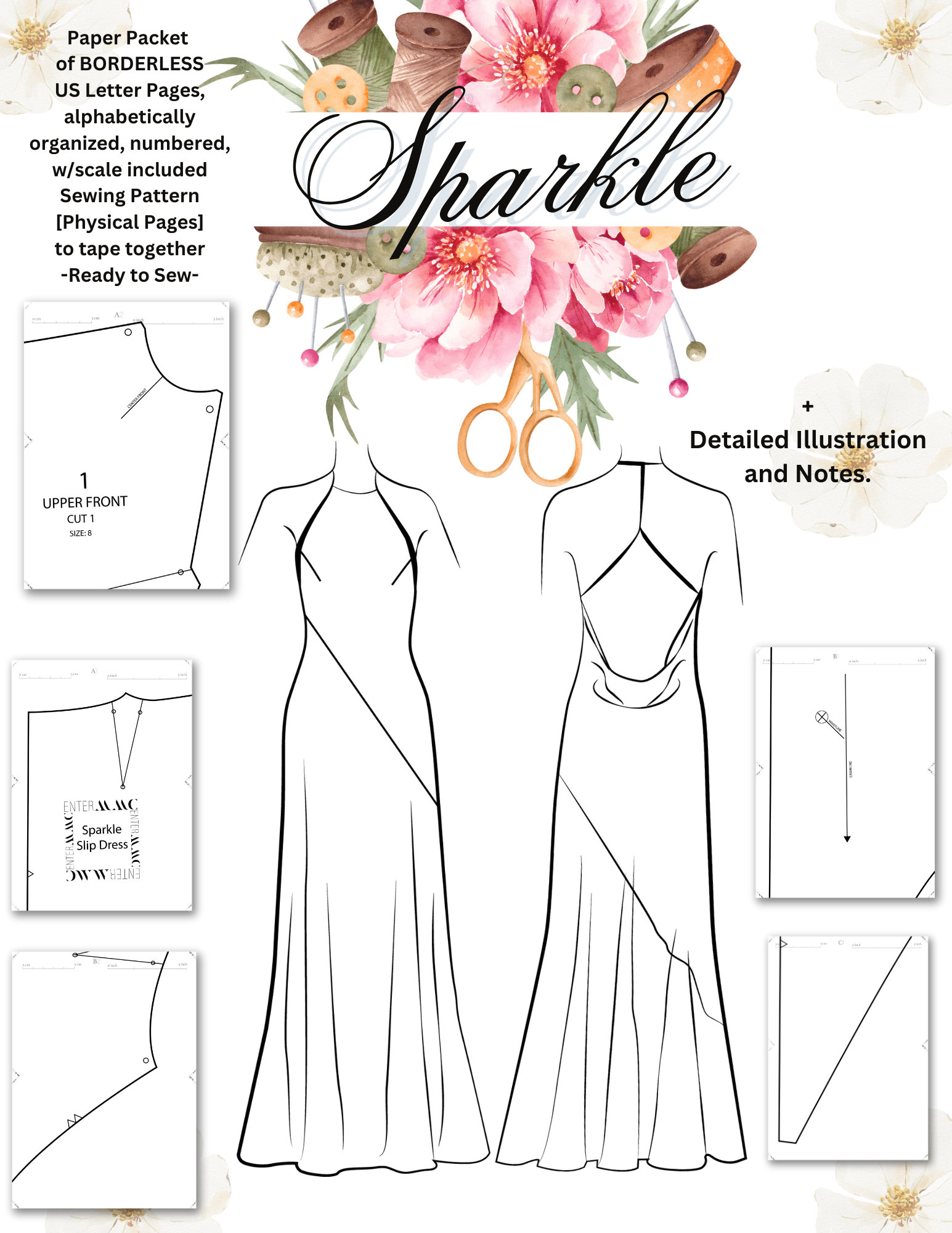 Silk Slip Maxi Dress Sewing Pattern Digital Download PDF W/detailed ...
