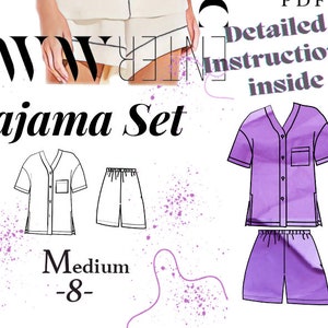 Pajama Set Sewing Pattern PDF Digital Download W/detailed Illustrations ...