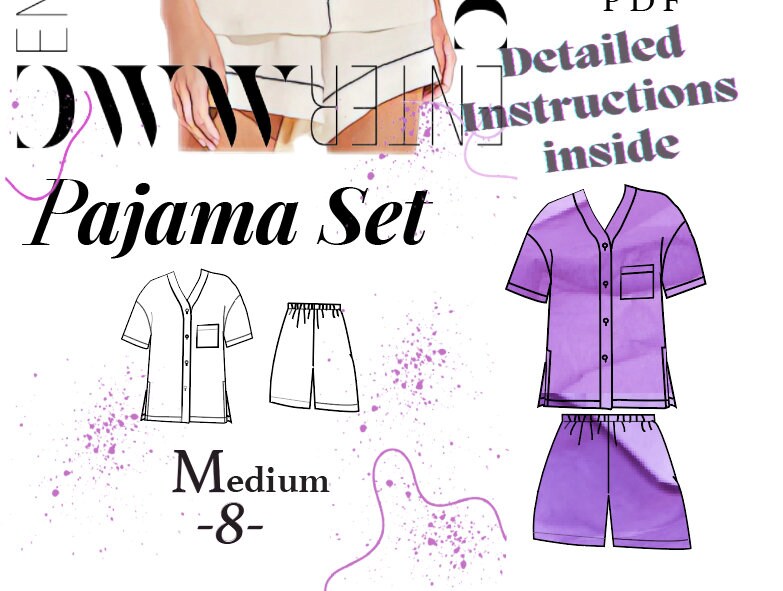 Pajama Set Sewing Pattern PDF Digital Download W/detailed - Etsy Australia
