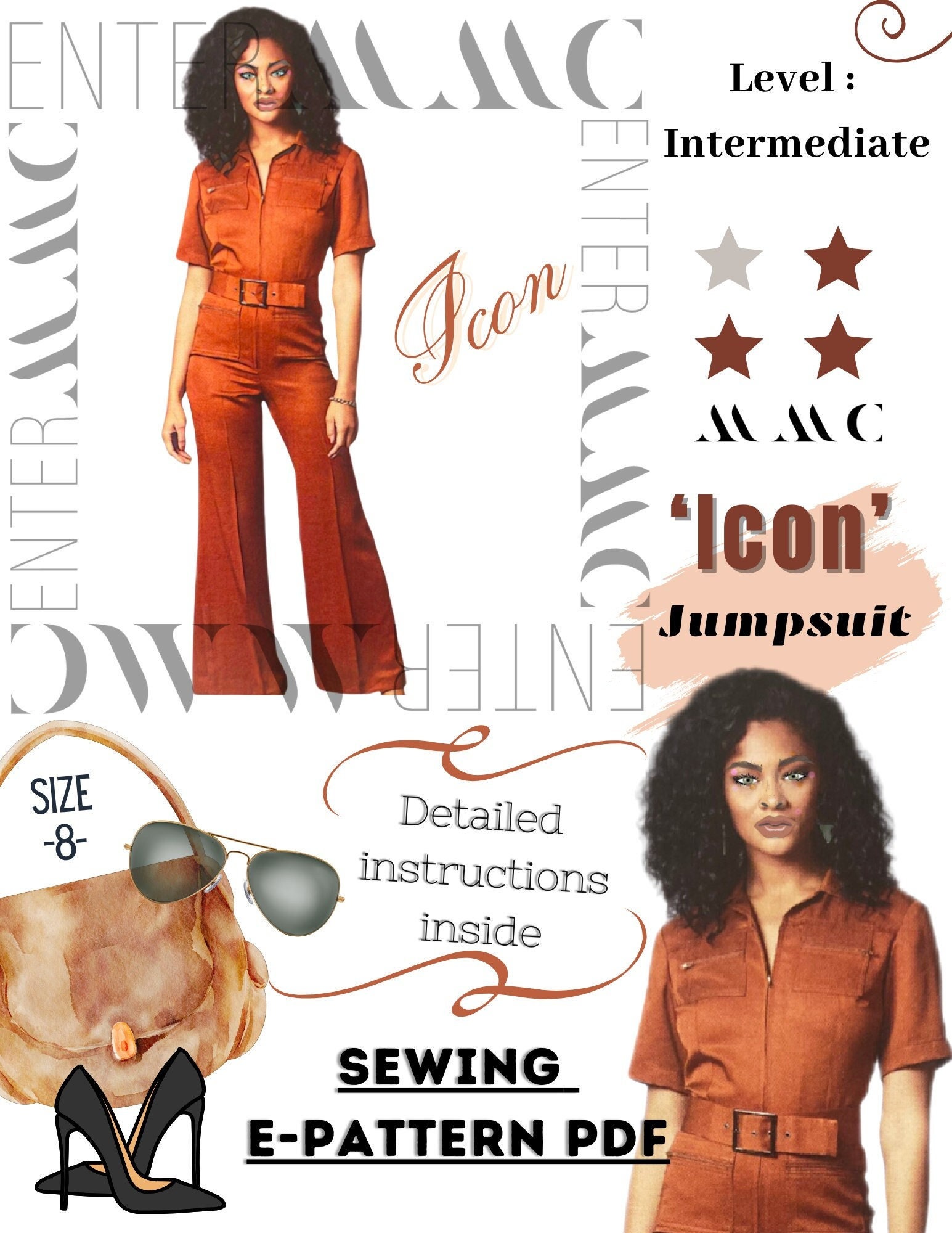 Jumpsuit Sewing Pattern PDF Digital Download W/detailed Illustrations ...