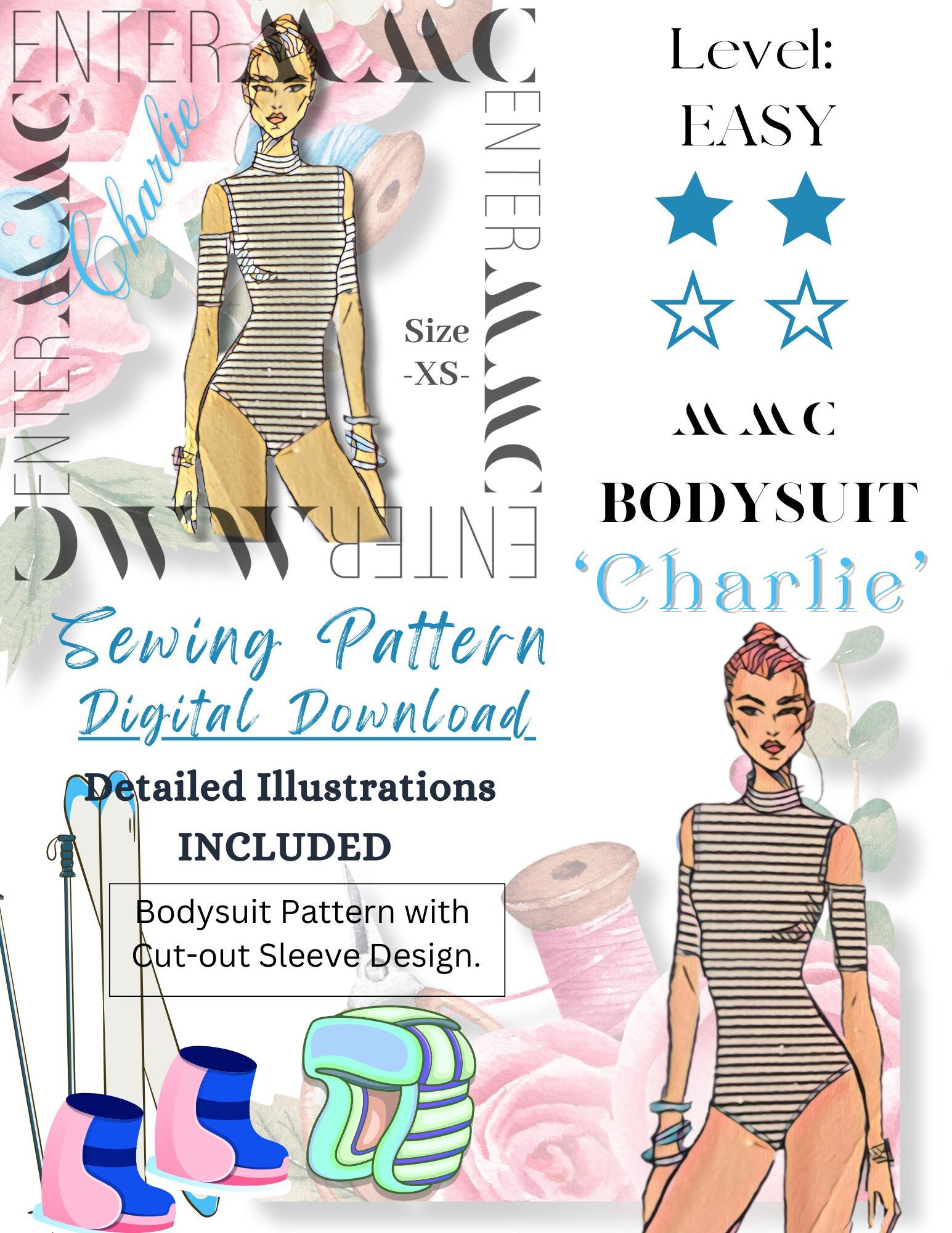 Bodysuit Sewing Pattern Digital Download PDF W/detailed Illustrations ...