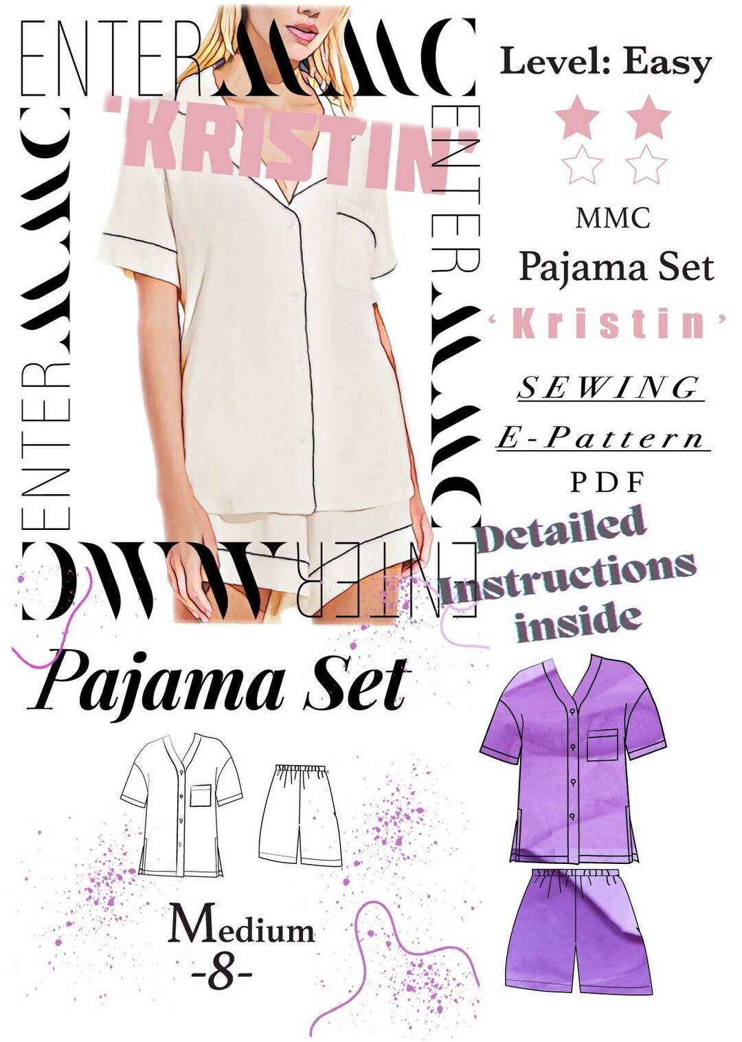 Pajama Set Sewing Pattern Pdf Digital Download W Detailed Illustrations