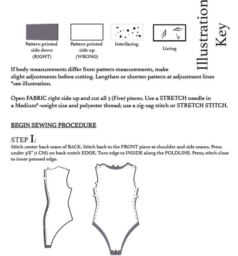 Bodysuit Sewing Pattern Instant Download PDF With Detailed ...