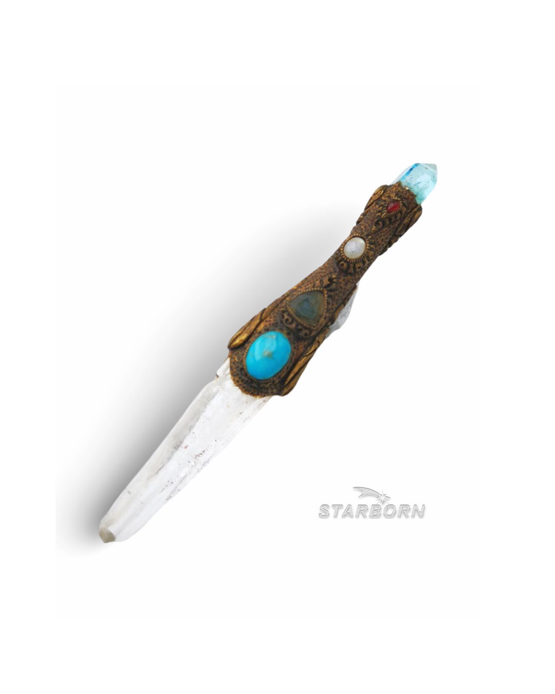 Ceremonial Magic Crystal Wand With Turquoise / 21.3 X 3.3 X 3.1 Cm - Etsy