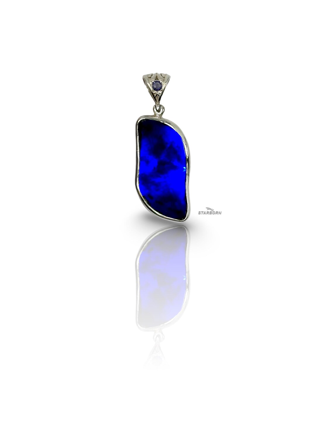Imperial Sodalite and Facetted Iolite Pendant 925 Sterling Silver ...