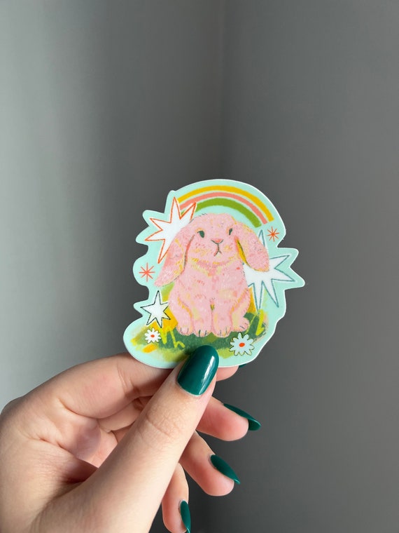 Rabbit Sticker Bunny Sticker Hand Drawn Sticker Funny - Etsy