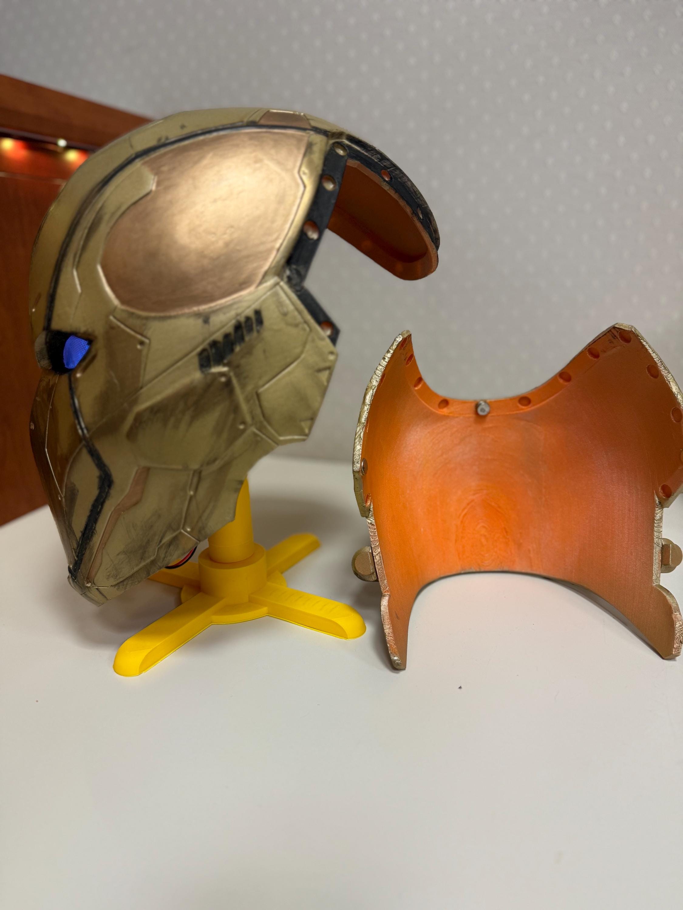 Gold 3D Printed Mecha Red Hood Helmet With LED Eye Lights Ultimate ...