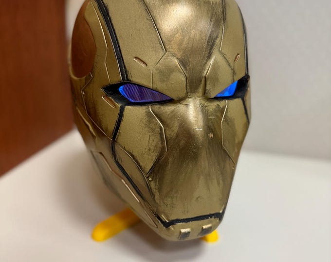 Gold 3D Printed Mecha Red Hood Helmet With LED Eye Lights - Ultimate ...