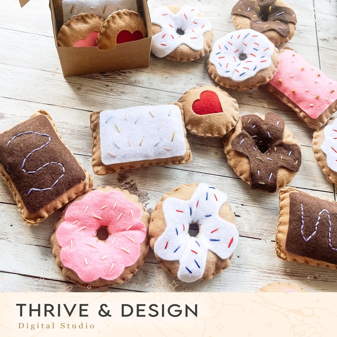 DIY Felt Bakery SVG PDF | Play Food Pattern for Cricut | Donuts Cookies ...