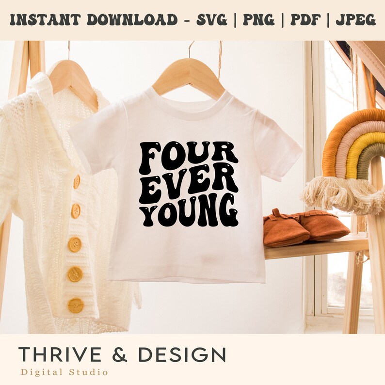Four Ever Young Svg, Fourth Birthday Svg, Retro Birthday Shirt Girl Boy ...