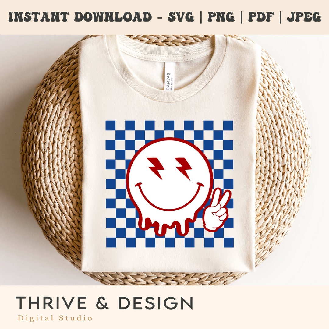 USA Smiley Face Svg America Smiley Checkered Svg Png Smiley - Etsy