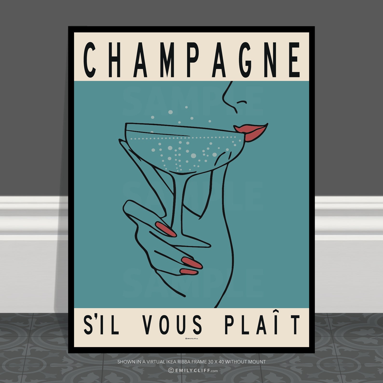 Champagne Poster Posters Wall Art Champagne Print Vintage - Etsy