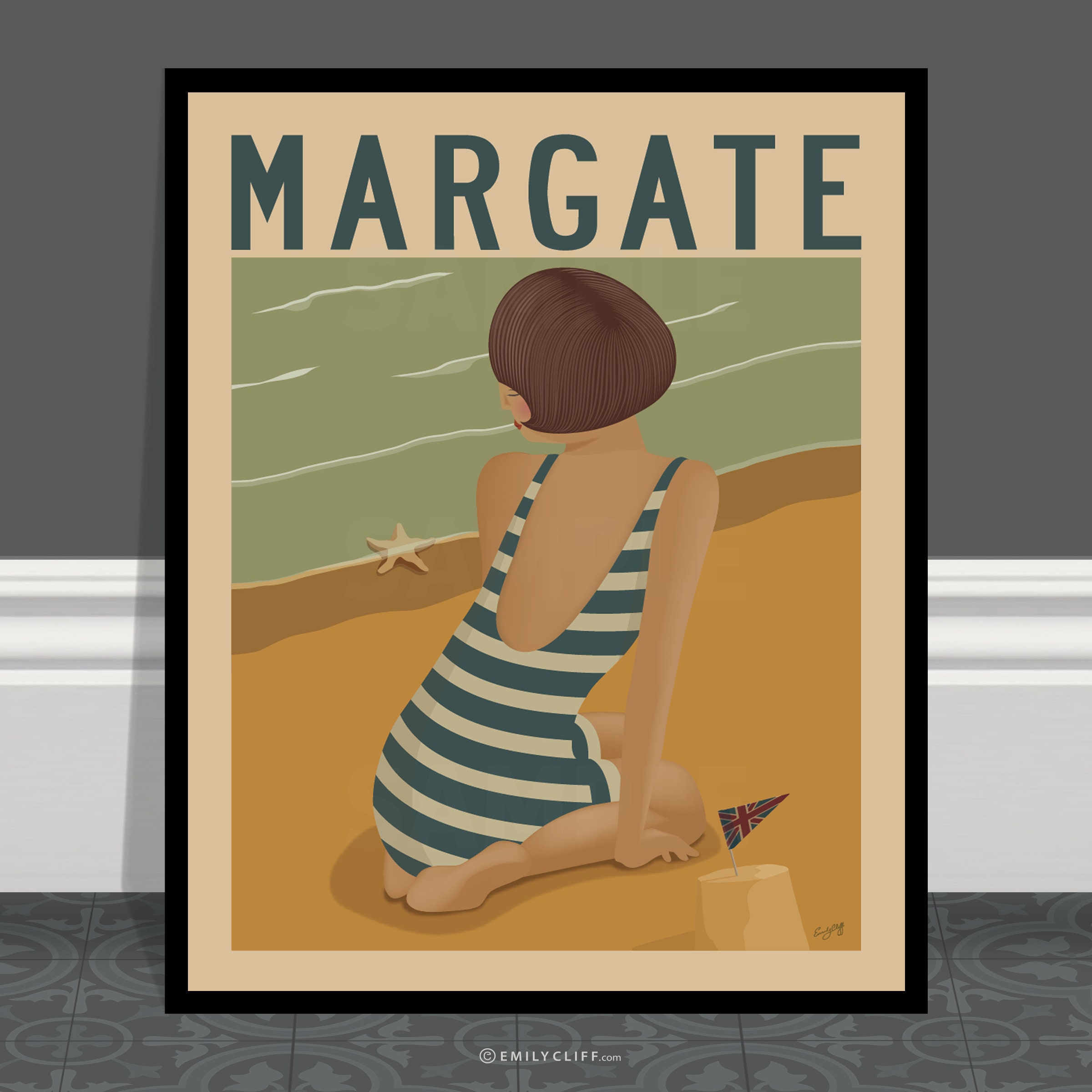 Margate Vintage Beach Print, Margate Travel Poster, Margate Beach Print ...