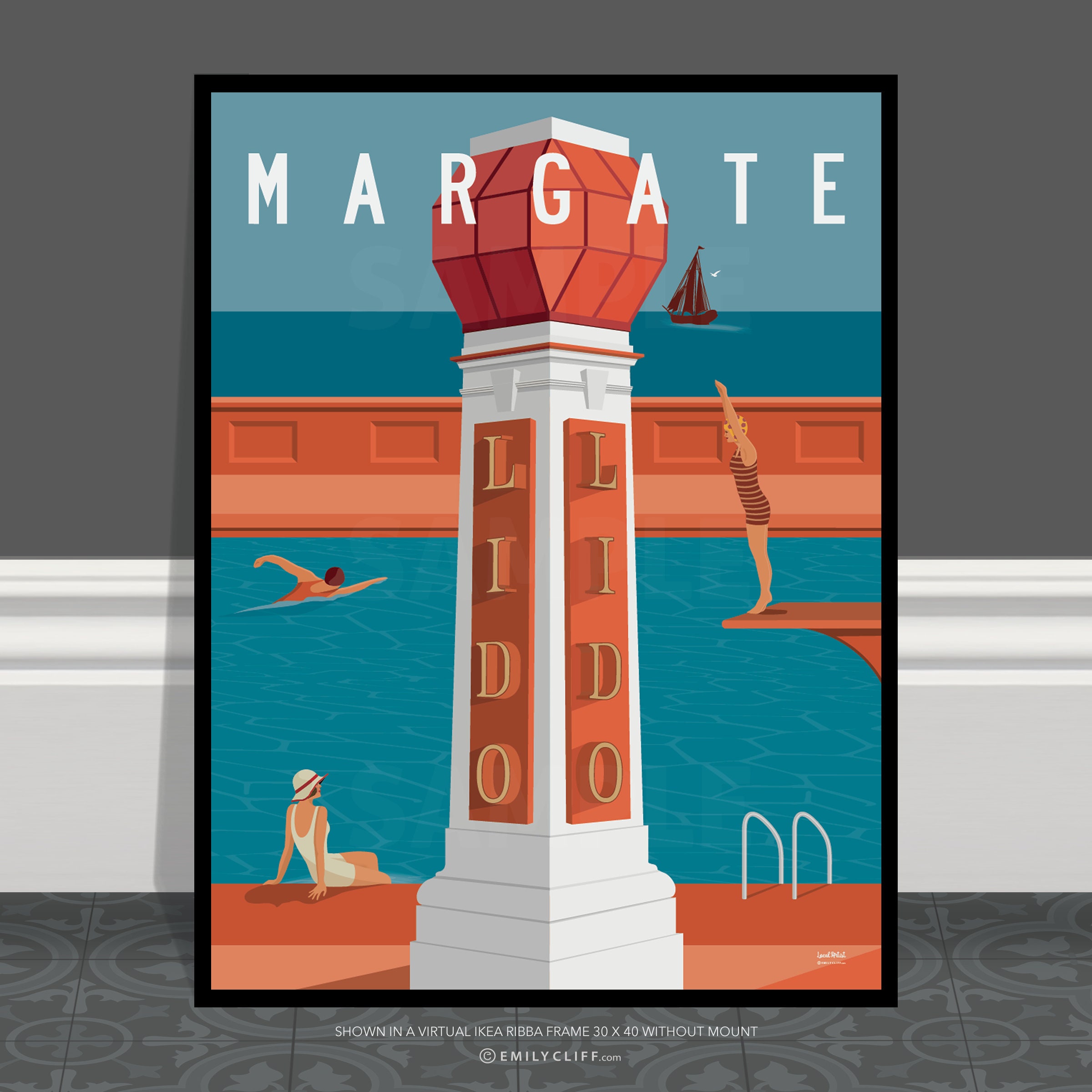 Margate Lido Vintage Seaside Travel Poster Print Art Deco - Etsy Ireland