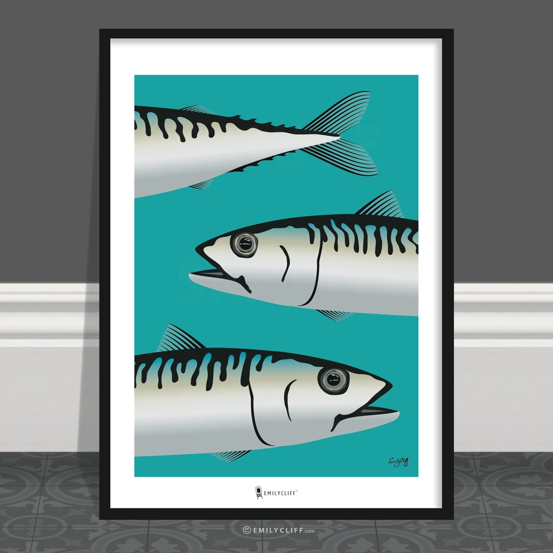 Mackerel Swimming Fish Print Fish Poster Fish Wall Art - Etsy