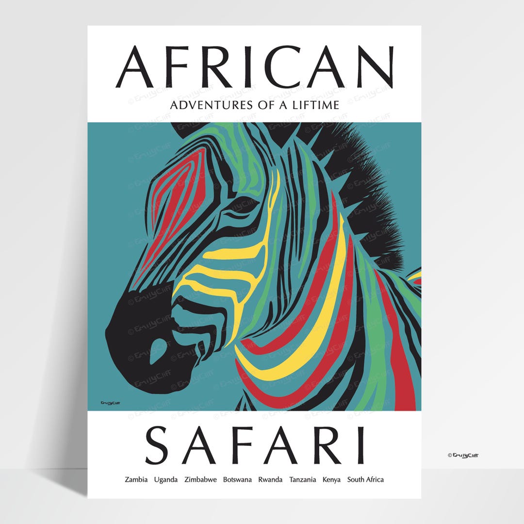 Safari Africa Poster: Bright African Animals Art Print - Etsy