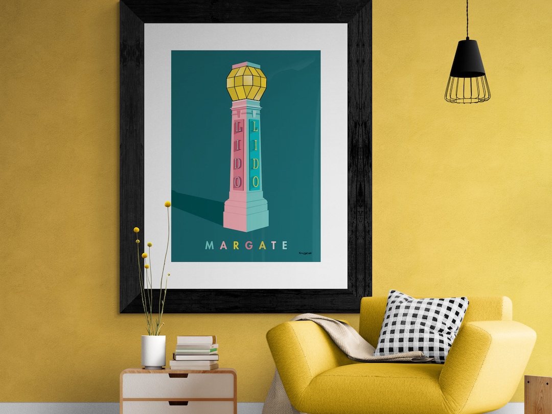 Margate Lido Monolith Vintage Art Deco Beach Travel Poster Print Retro ...