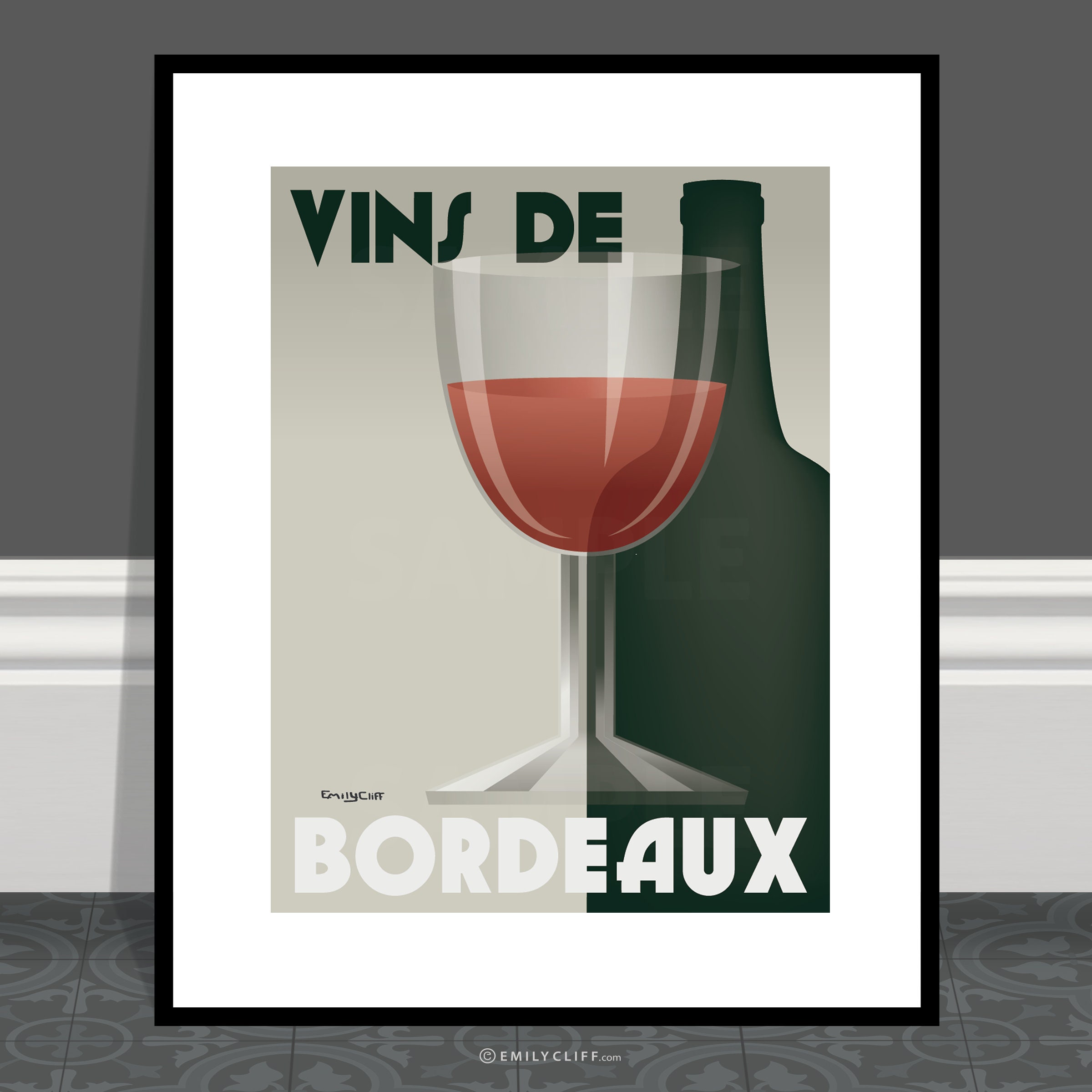 Wine Poster Print Wall Art, of the Bordeaux Region in France, Glass of ...