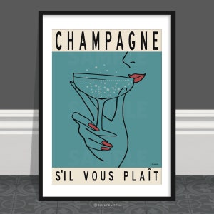 Champagne Poster, Print, Wall Art, Champagne Print, Vintage Champagne ...