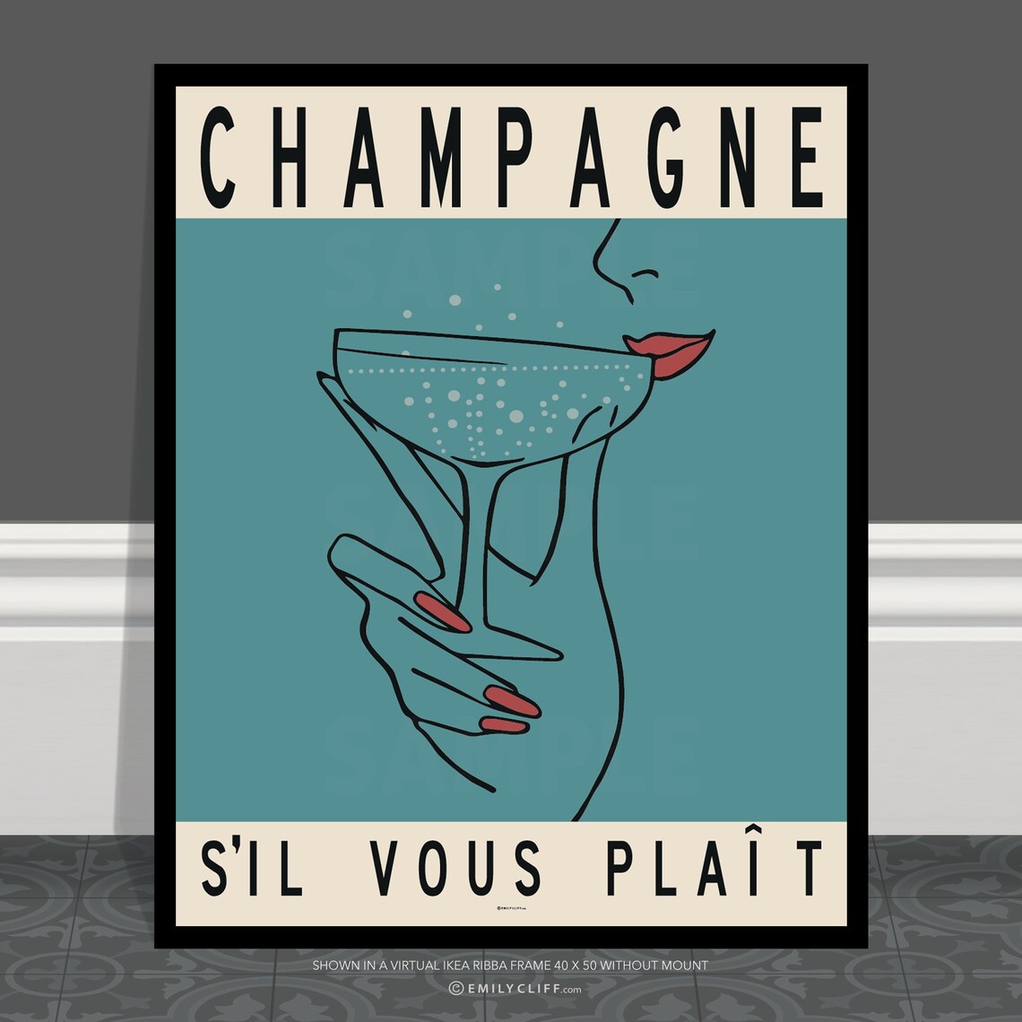 Champagne Poster Posters Wall Art Champagne Print Vintage - Etsy